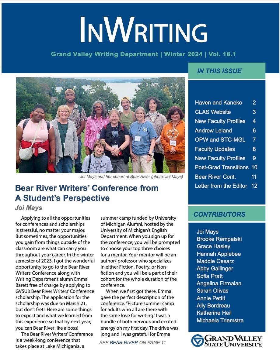 InWriting Newsletter - Department of Writing - Grand Valley State ...